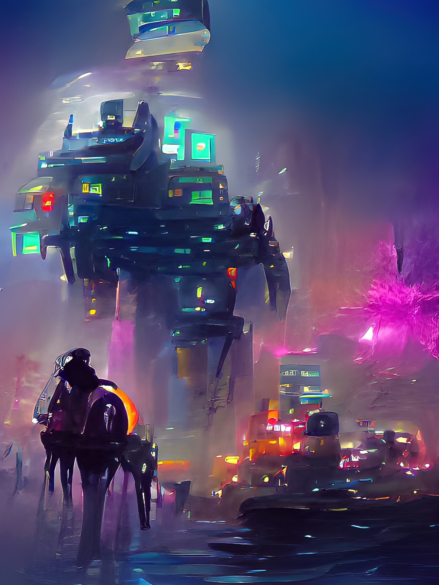 ArtStation - Futuristic corporate oil rigs near the harbor | Artworks