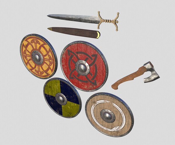 ArtStation - Keltic weapon set low-poly PBR game ready | Game Assets