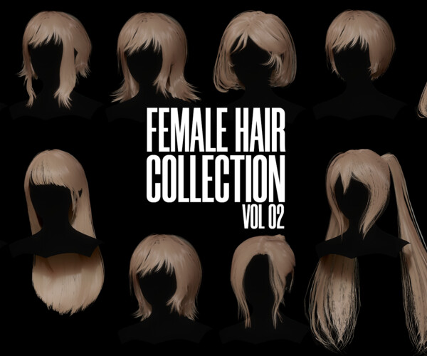 ArtStation - Female Hair Collection 02 - Game Ready | Game Assets