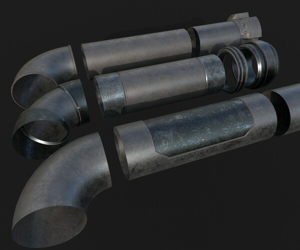 ArtStation - Simple set of modular pipes | Rusty and metal texture sets ...