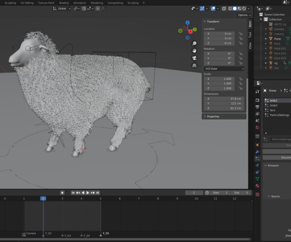 ArtStation - Fur Black Sheep Rigged in Blender | Game Assets