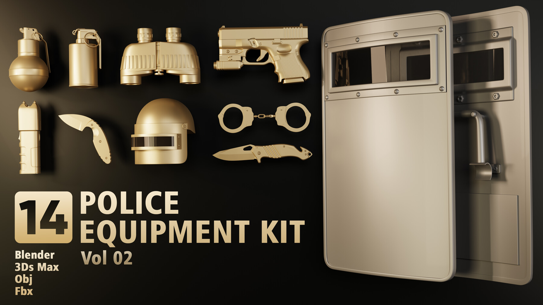 ArtStation - 14 Police Equipment Kit Vol.02 | Game Assets