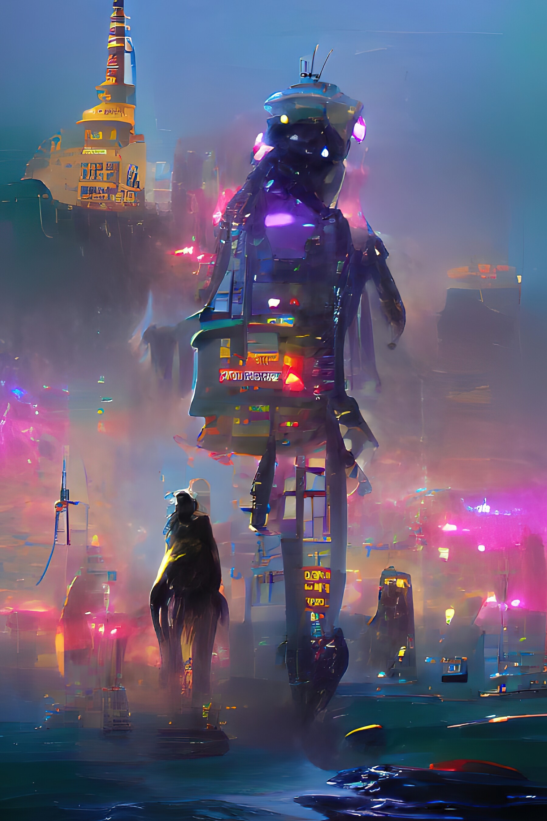 ArtStation - Floating ocean pylon power plant farm near a lighthouse ...