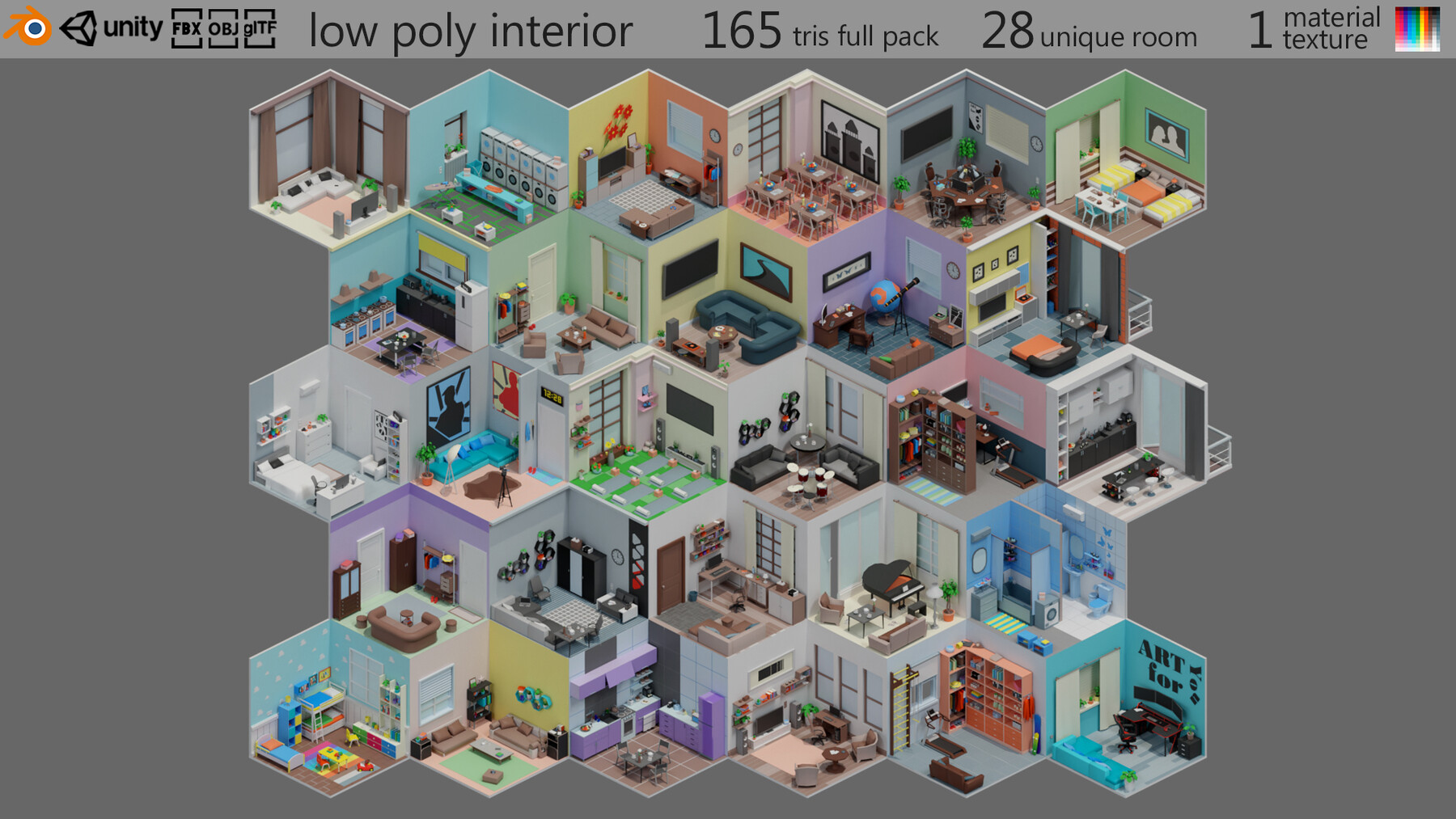 ArtStation - low poly interior 2 Low-poly 3D model | Game Assets