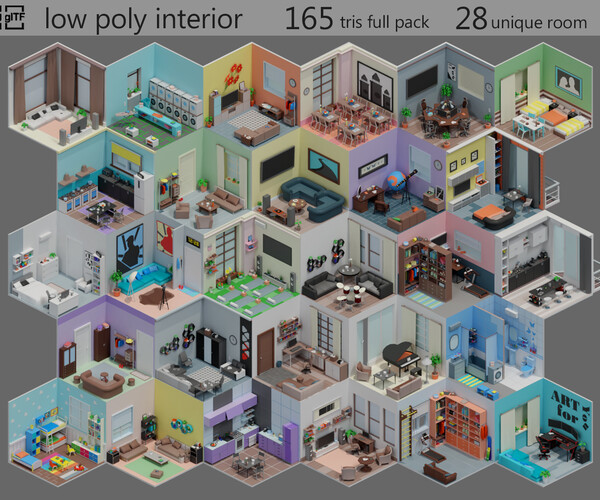 ArtStation - low poly interior 2 Low-poly 3D model | Game Assets