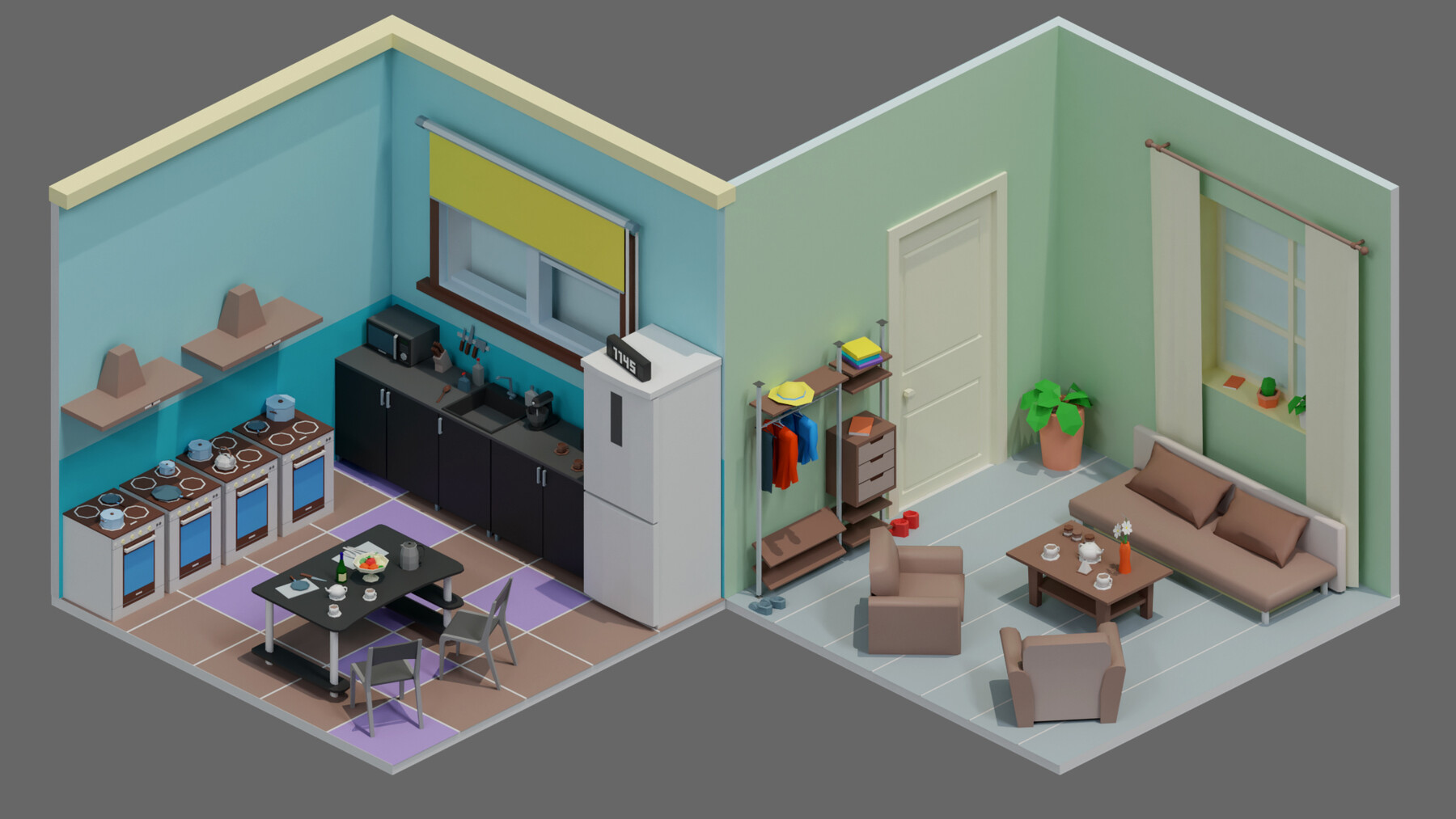ArtStation - low poly interior 2 Low-poly 3D model | Game Assets