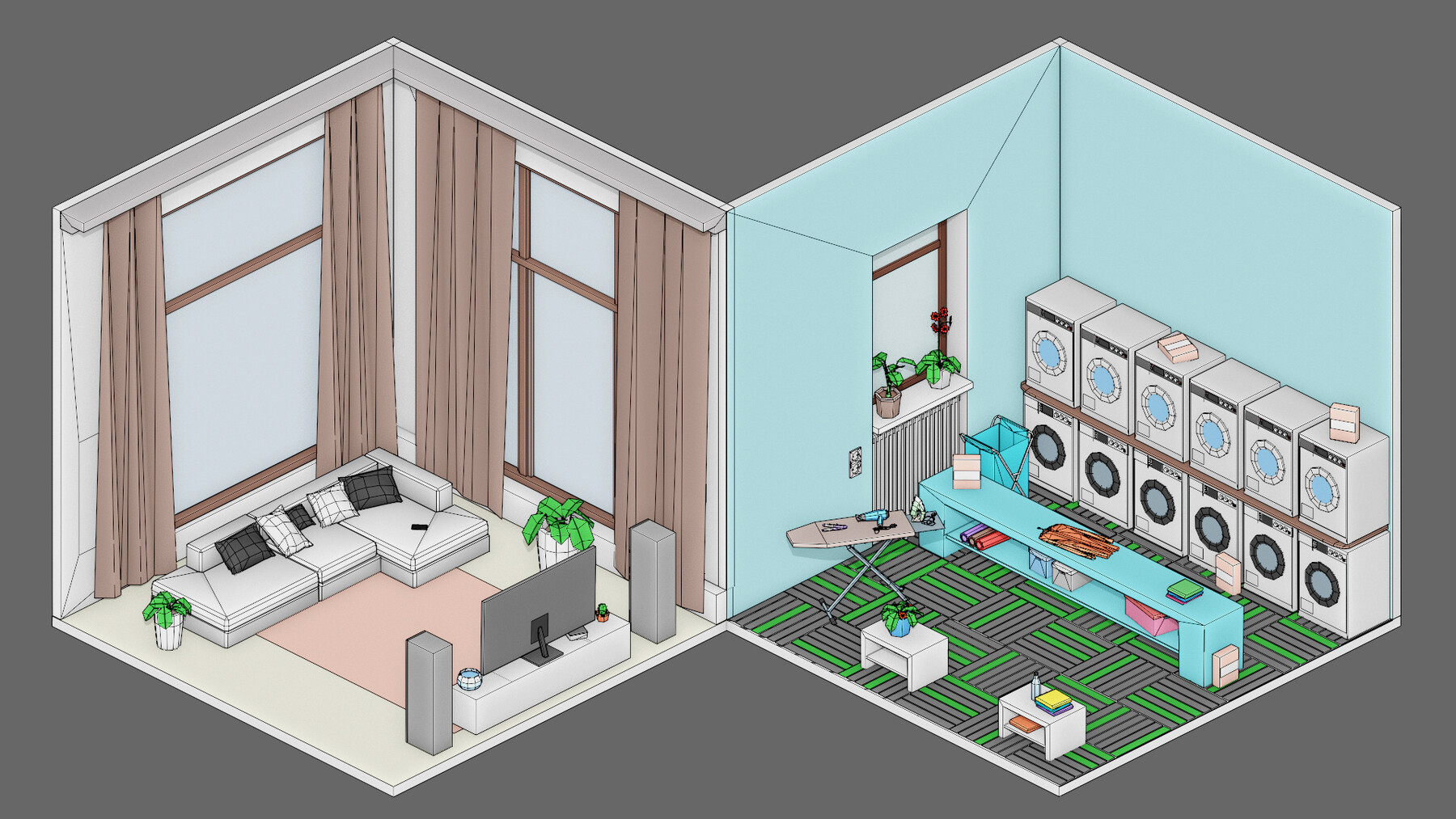 ArtStation - low poly interior 2 Low-poly 3D model | Game Assets