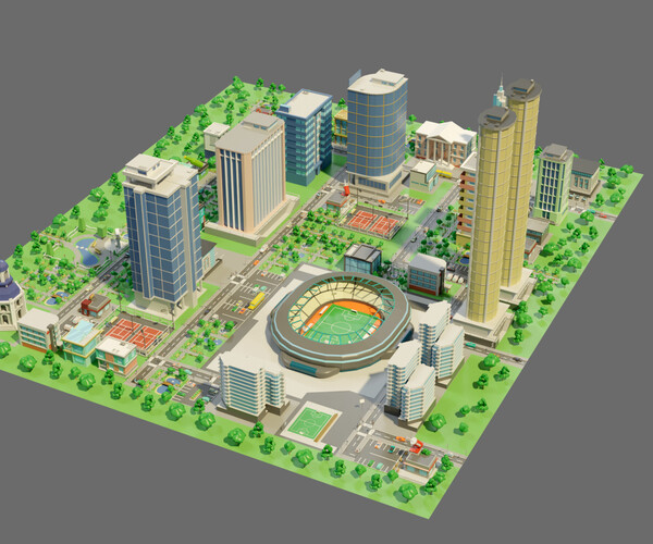 ArtStation - City-1 Low-poly 3D model | Game Assets