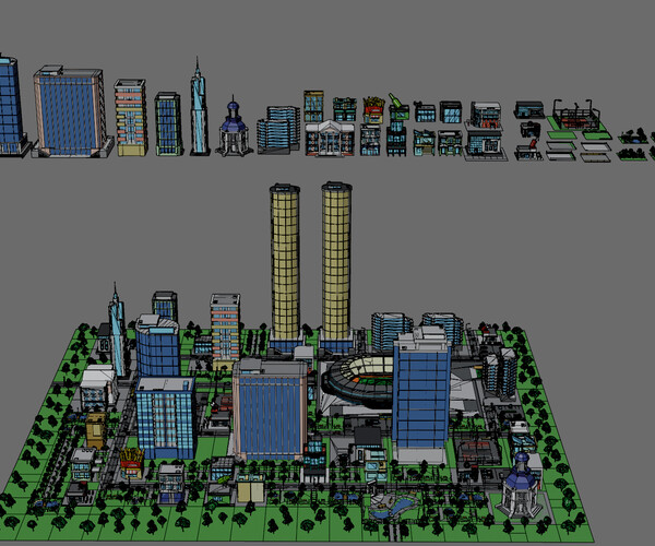 ArtStation - City-1 Low-poly 3D model | Game Assets