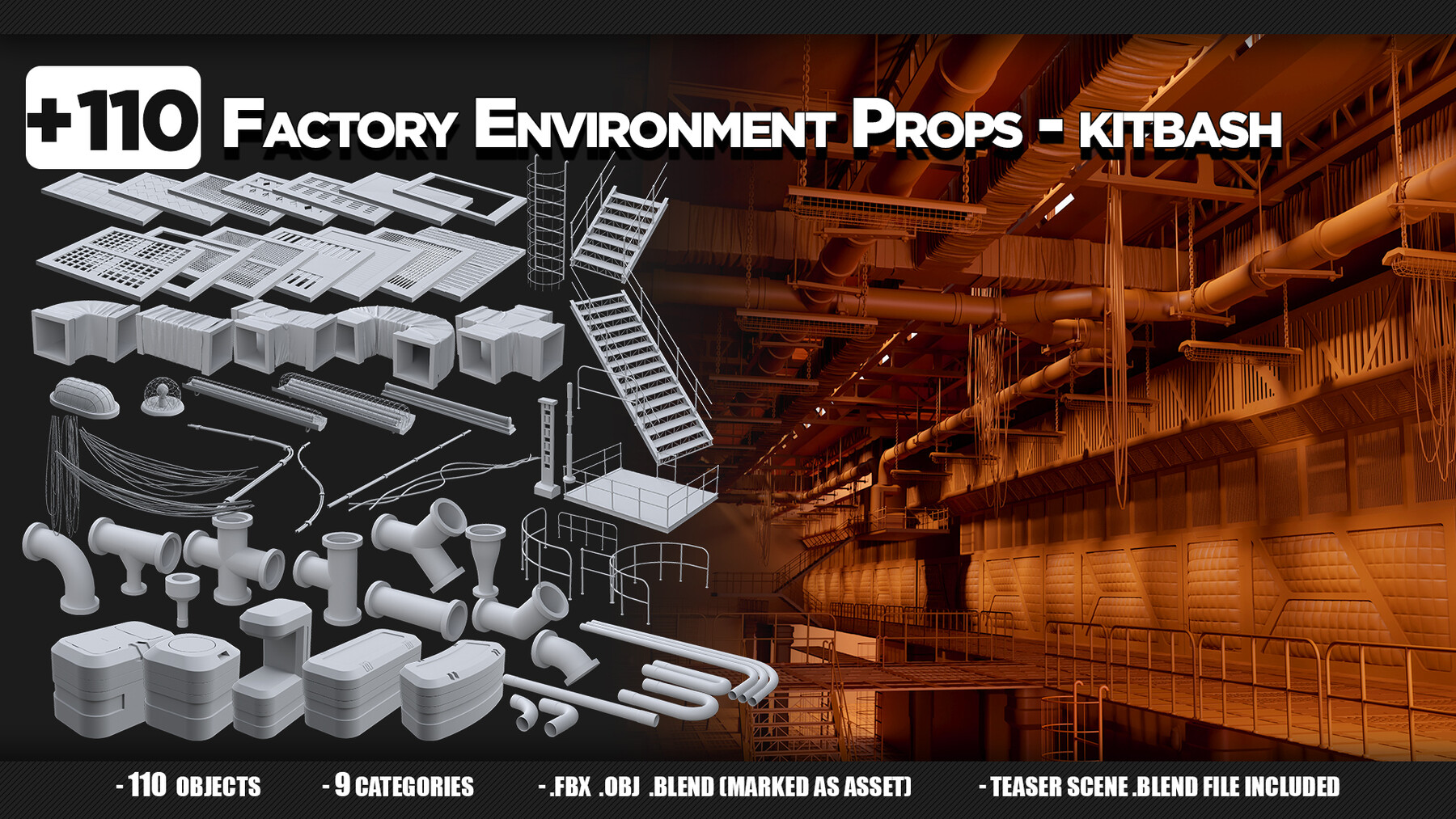 ArtStation - 110 Factory Environment Props - KITBASH - VOL 2 | Resources
