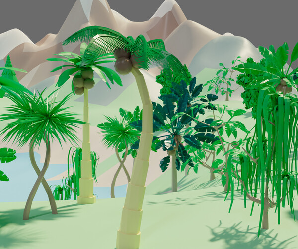 ArtStation - vegetation Low-poly 3D model | Game Assets