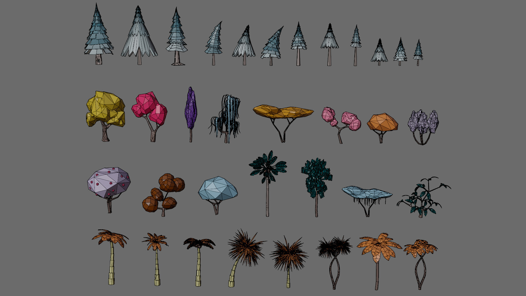 ArtStation - vegetation Low-poly 3D model | Game Assets