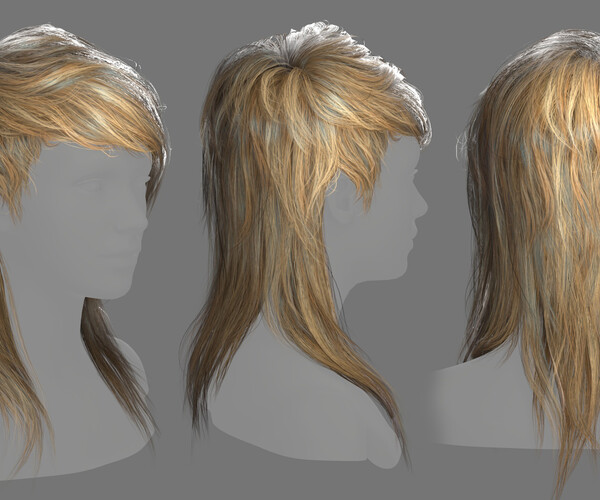ArtStation - Low Poly Cards Game-ready Hairstyle Mullet | Game Assets