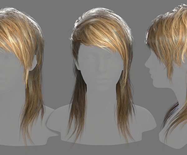 ArtStation - Low Poly Cards Game-ready Hairstyle Mullet | Game Assets