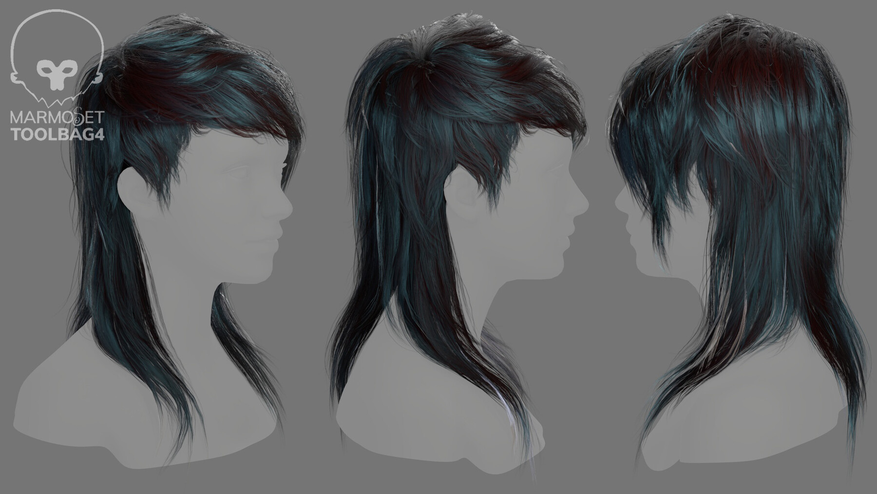 ArtStation - Low Poly Cards Game-ready Hairstyle Mullet | Game Assets
