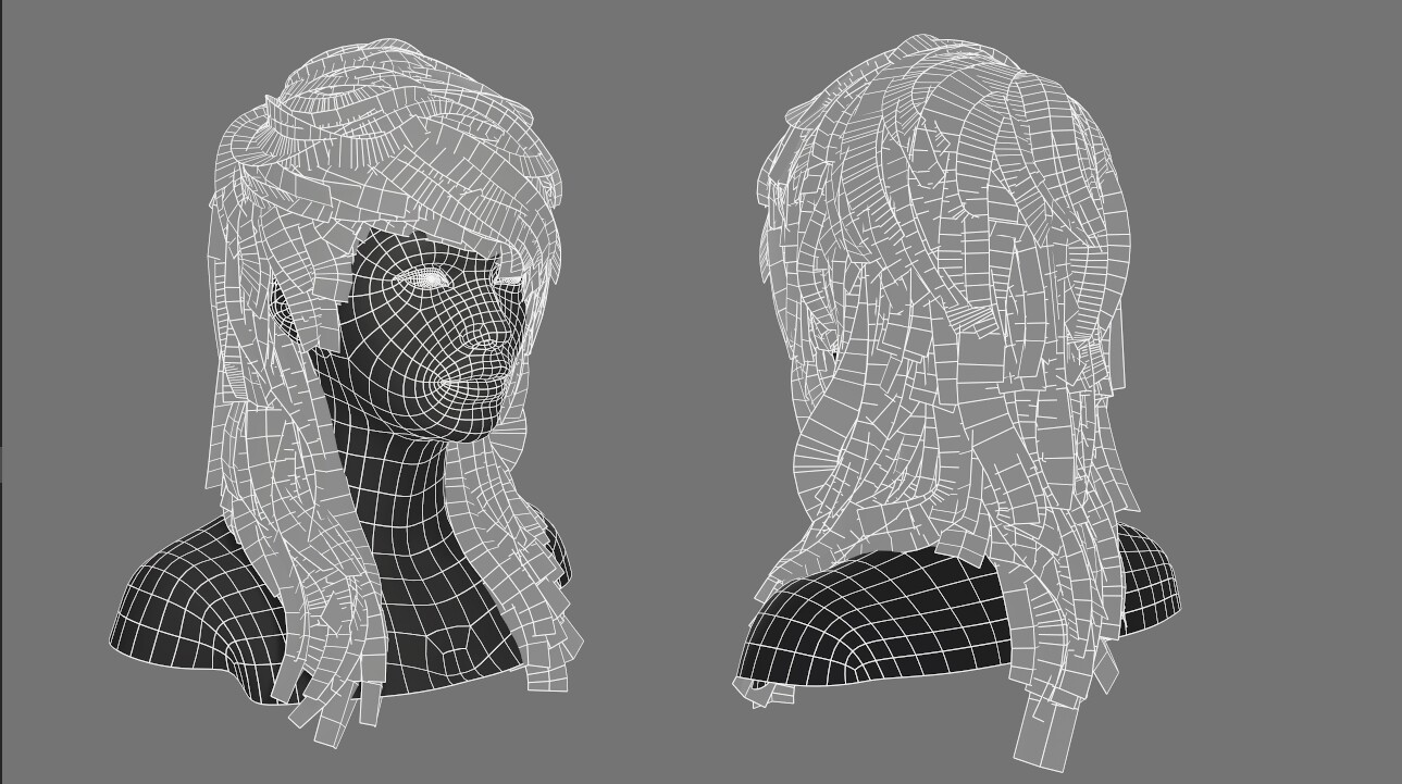 ArtStation - Low Poly Cards Game-ready Hairstyle Mullet | Game Assets