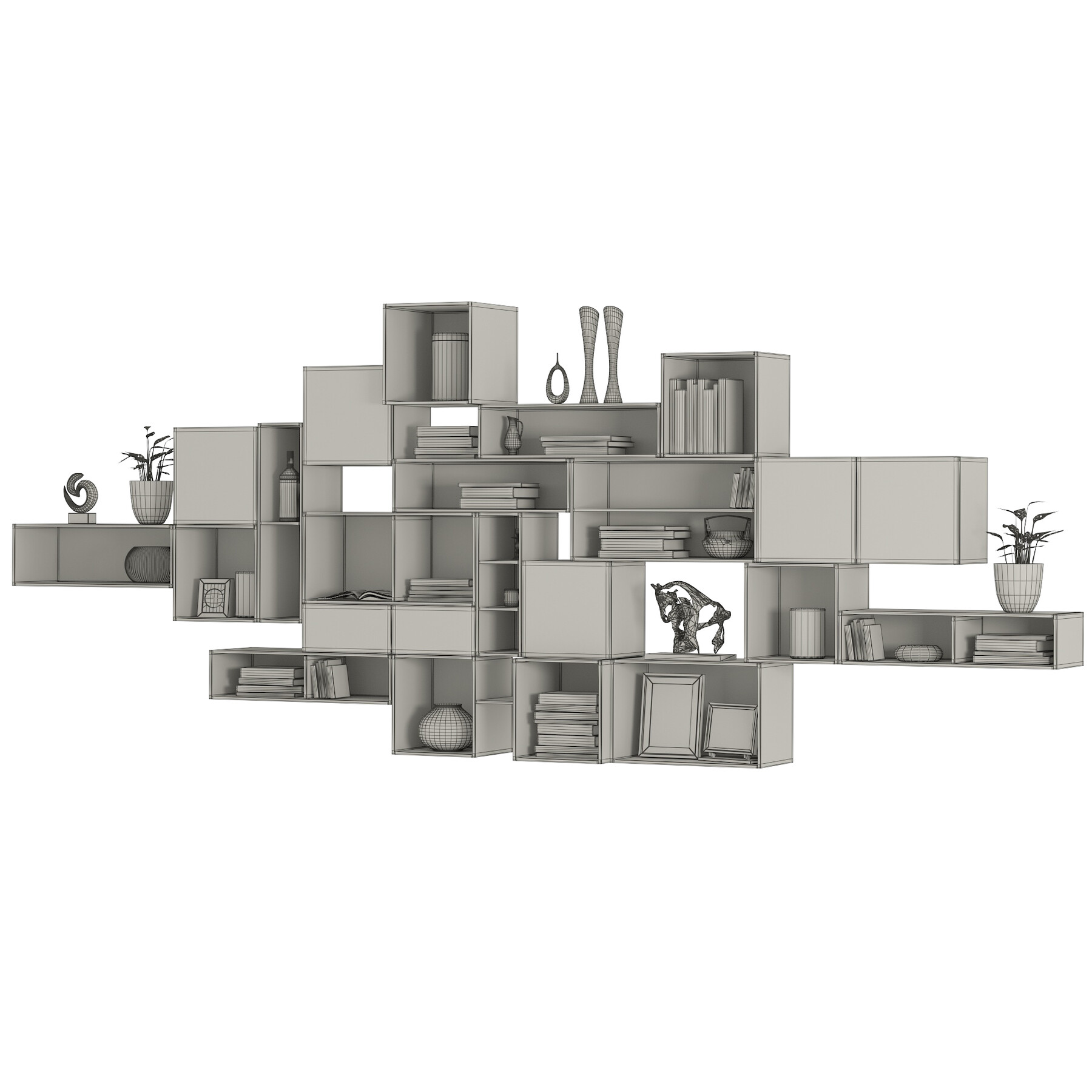 ArtStation - Boxed floating Library shelves 3d model | Resources