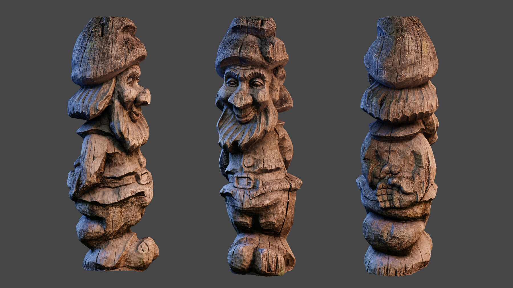 ArtStation - Dwarf wooden statue | Game Assets