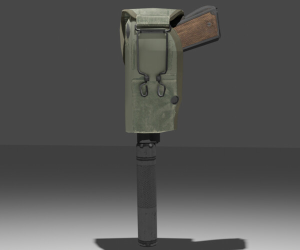 ArtStation - Military holster with silenced pistol in it | Game Assets