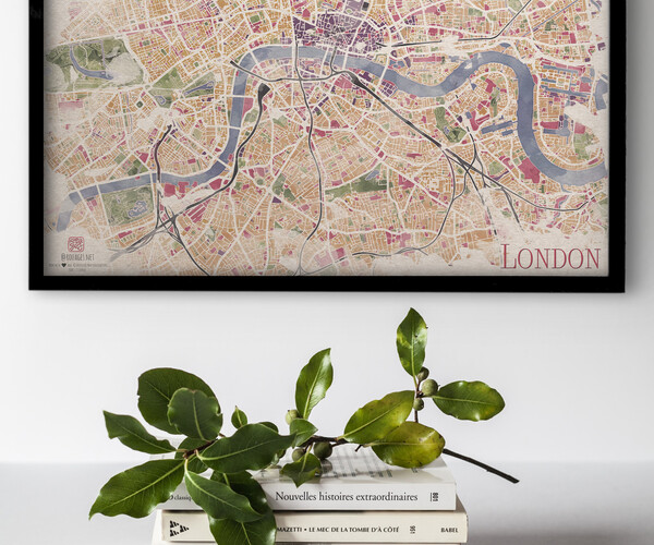 ArtStation - Digital watercolor map of London, UK | Artworks