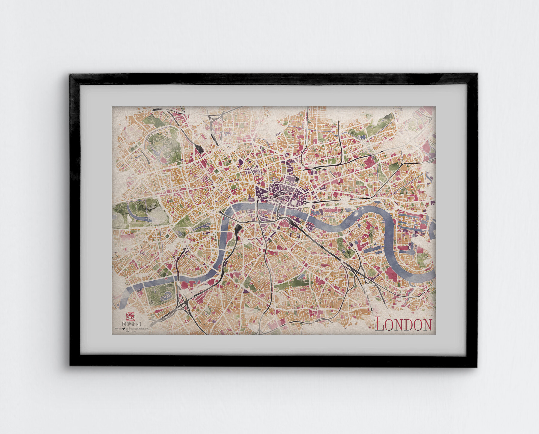 ArtStation - Digital watercolor map of London, UK | Artworks