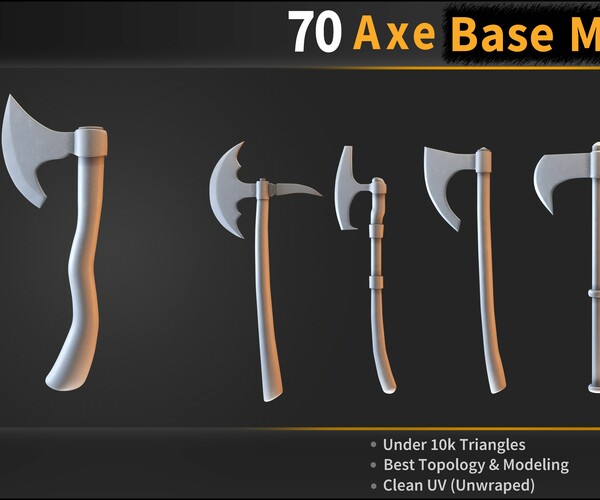 ArtStation - 70 Axe Base Mesh - VOL 01 ( Ready for Game ) | Game Assets