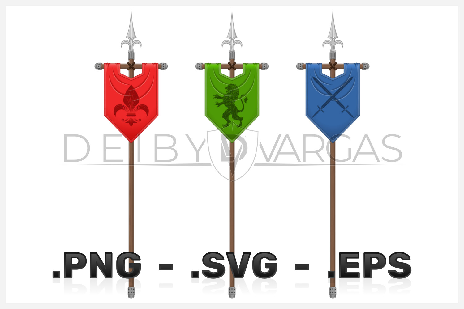 ArtStation - vector designs of medieval flag on a spear | Artworks