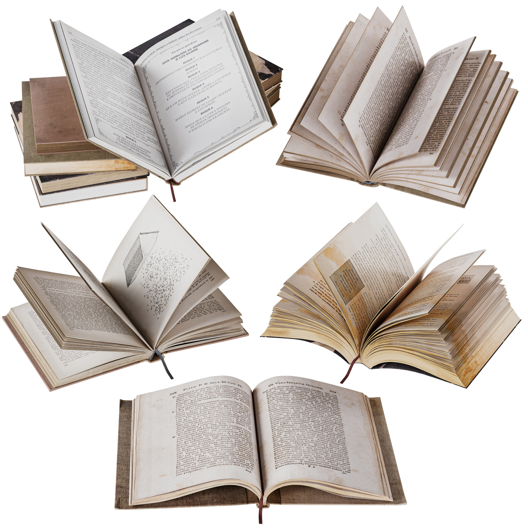 ArtStation - Set of Books 8 - Opened books | Resources