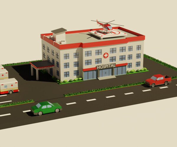 ArtStation - Hospital game ready Low-poly 3D model | Game Assets
