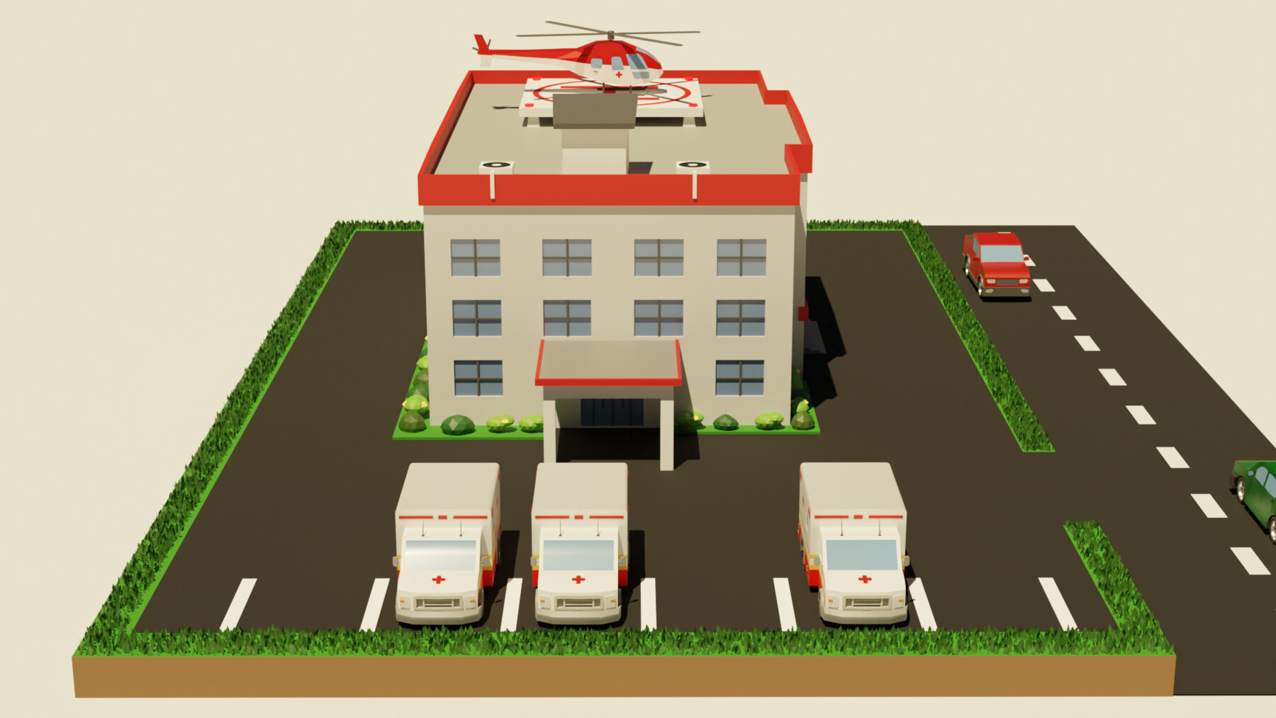 ArtStation - Hospital game ready Low-poly 3D model | Game Assets