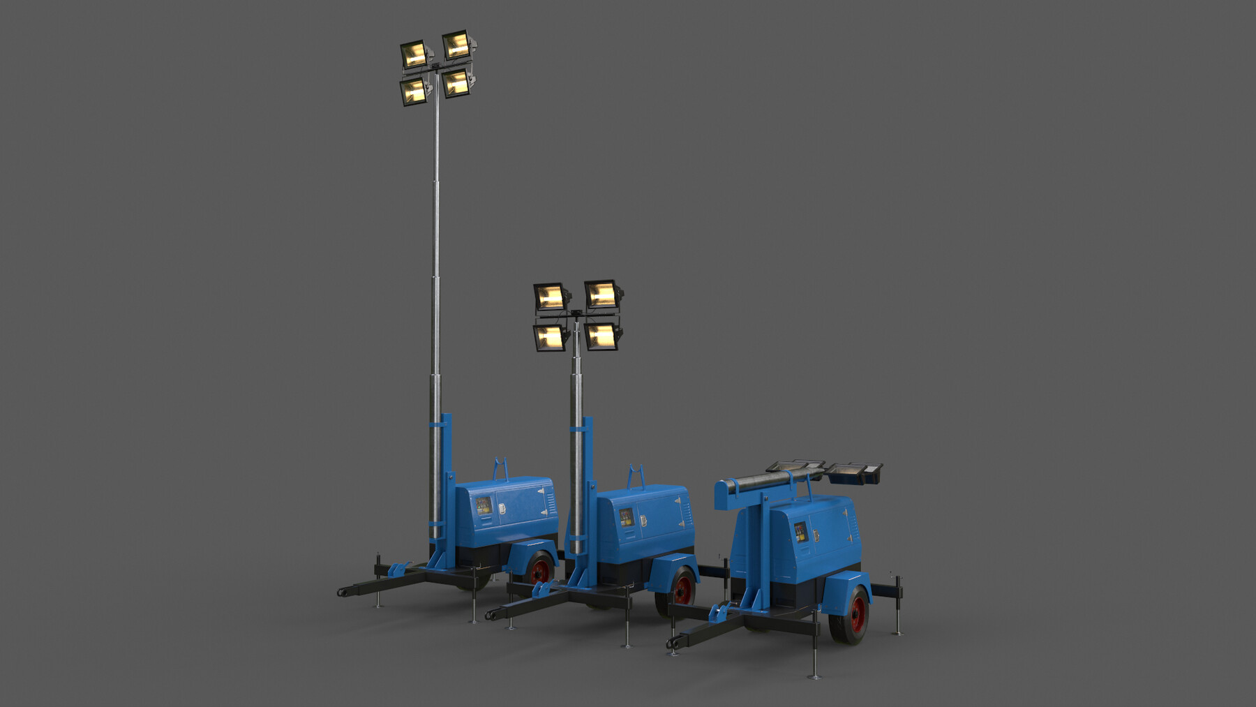 ArtStation - PBR Mobile Light Tower Generator B - Blue Light | Game Assets