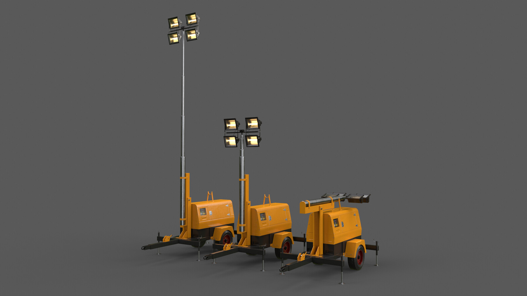 ArtStation - PBR Mobile Light Tower Generator B - Yellow Dark | Game Assets