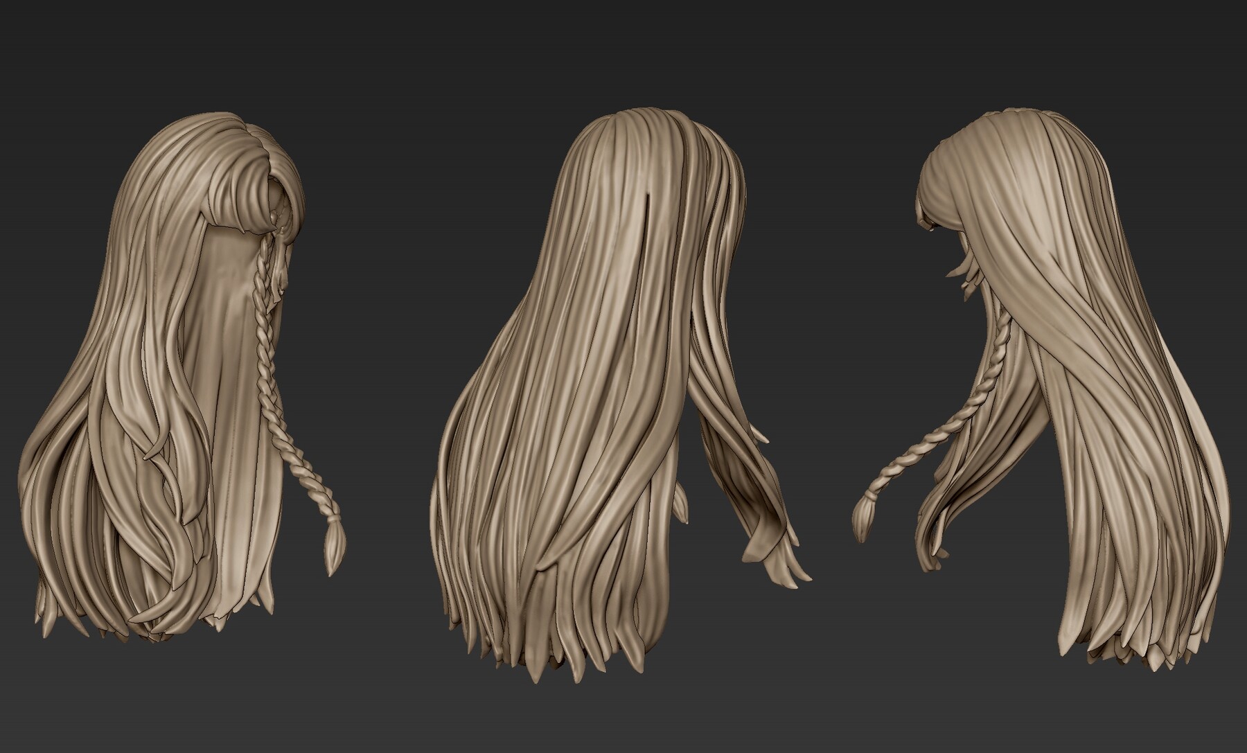 ArtStation - 3d Printable Stylized Hair 09 | Resources