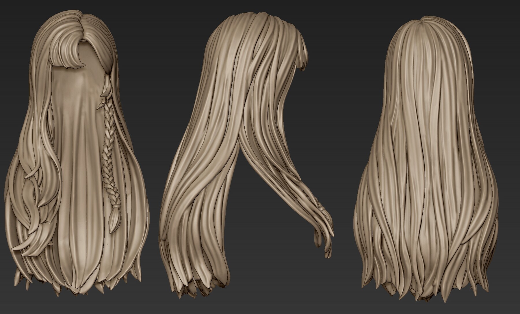 ArtStation - 3d Printable Stylized Hair 09 | Resources