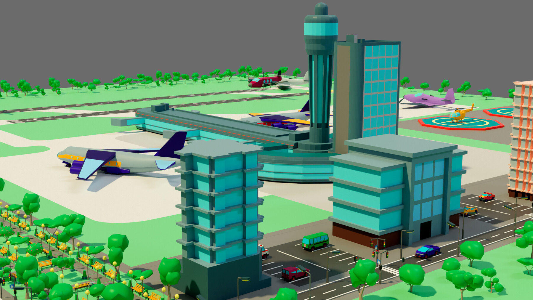 ArtStation - Low poly airport | Game Assets