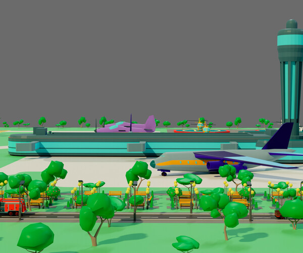 ArtStation - Low poly airport | Game Assets