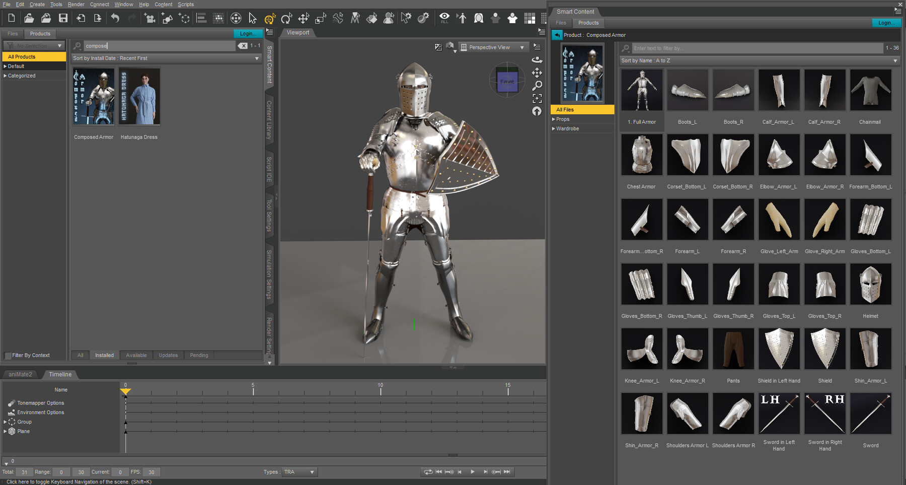 ArtStation - Composed Armor + Sword + Shield / Daz3D / .blend .fbx .obj ...
