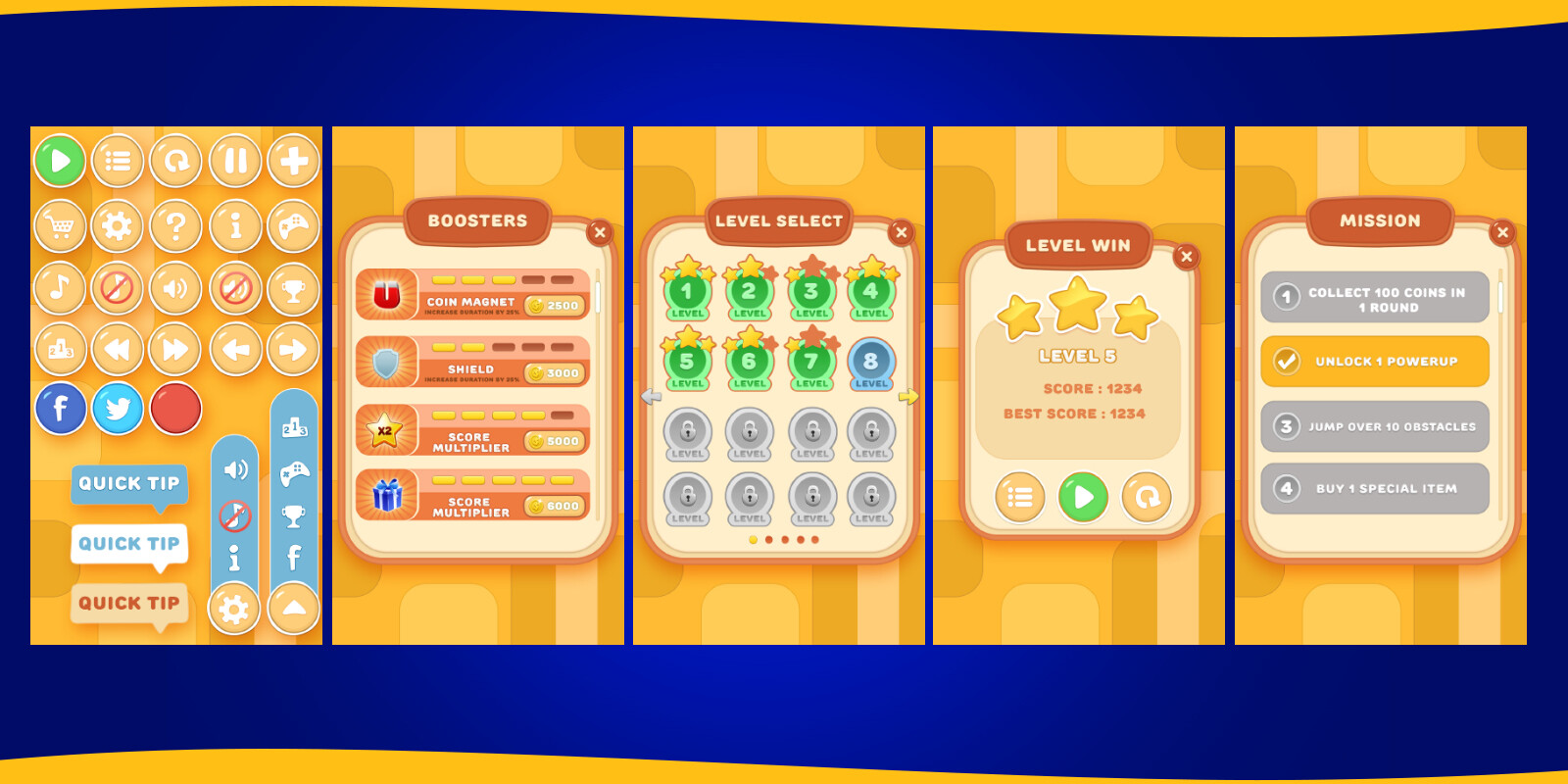 ArtStation - 2D Mobile UI - Casual Game I GUI Kit | Game Assets
