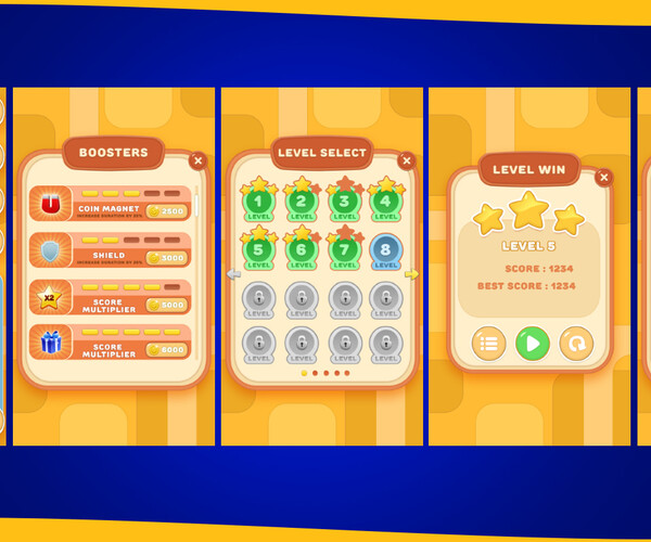 ArtStation - 2D Mobile UI - Casual Game I GUI Kit | Game Assets