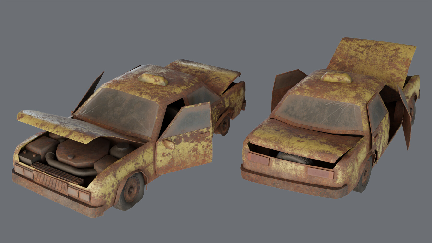 ArtStation - Apocalyptic Damaged Cars | Game Assets