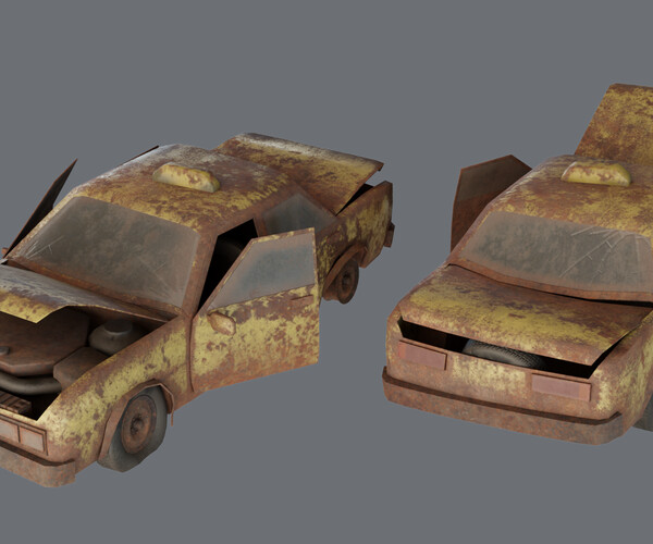 ArtStation - Apocalyptic Damaged Cars | Game Assets