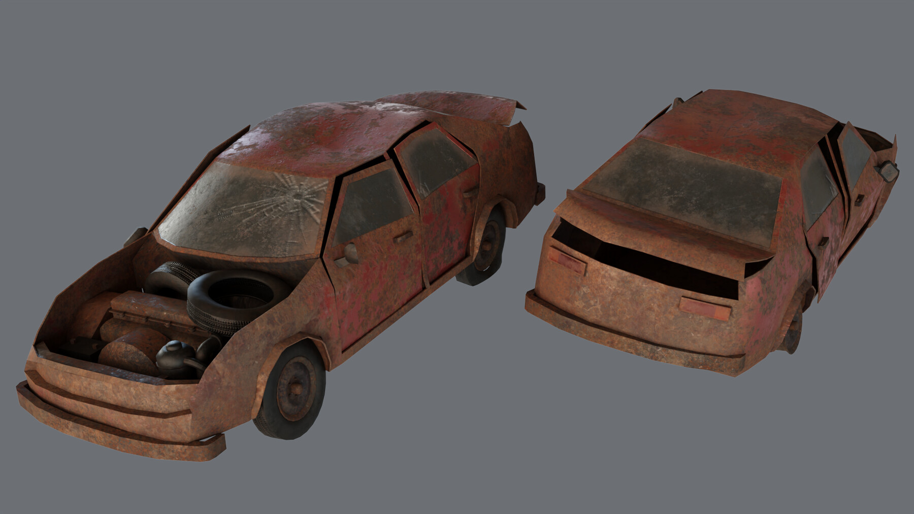 ArtStation - Apocalyptic Damaged Cars | Game Assets