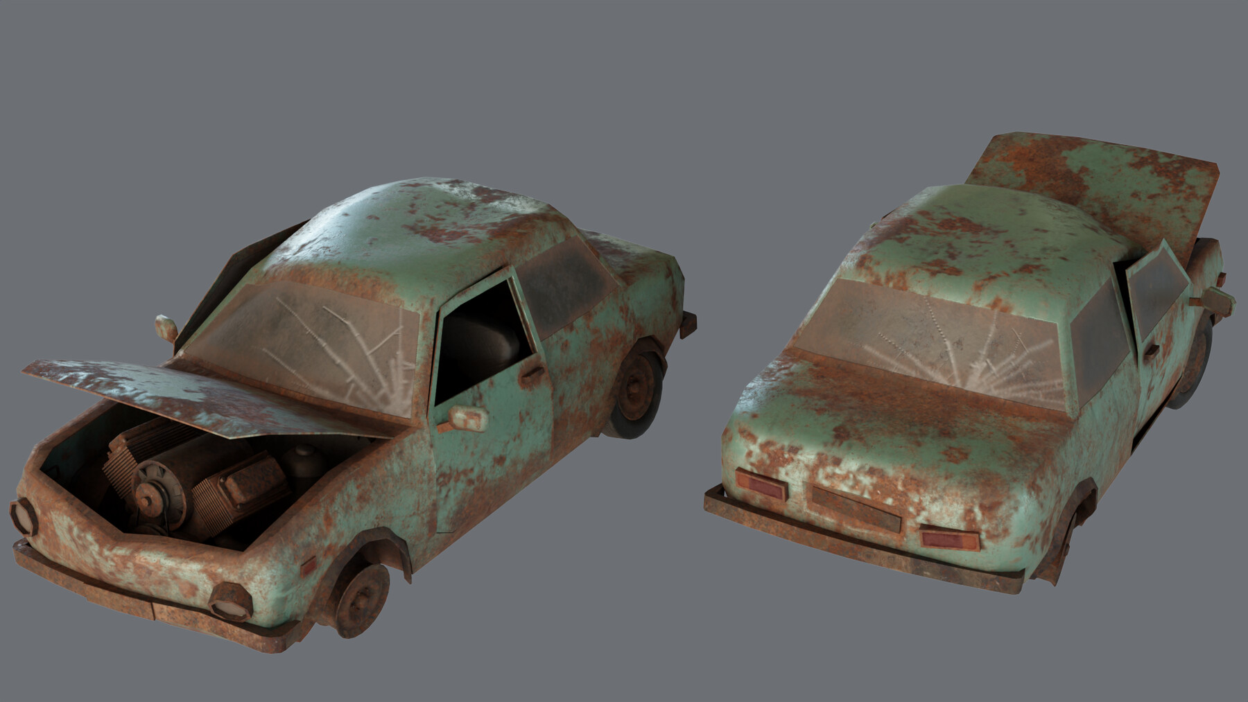 ArtStation - Apocalyptic Damaged Cars | Game Assets