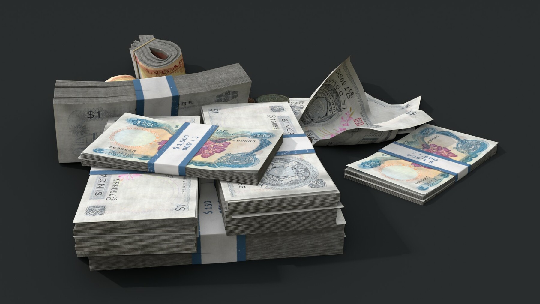 ArtStation - Money Loot - Singapore Dollars | Game Assets