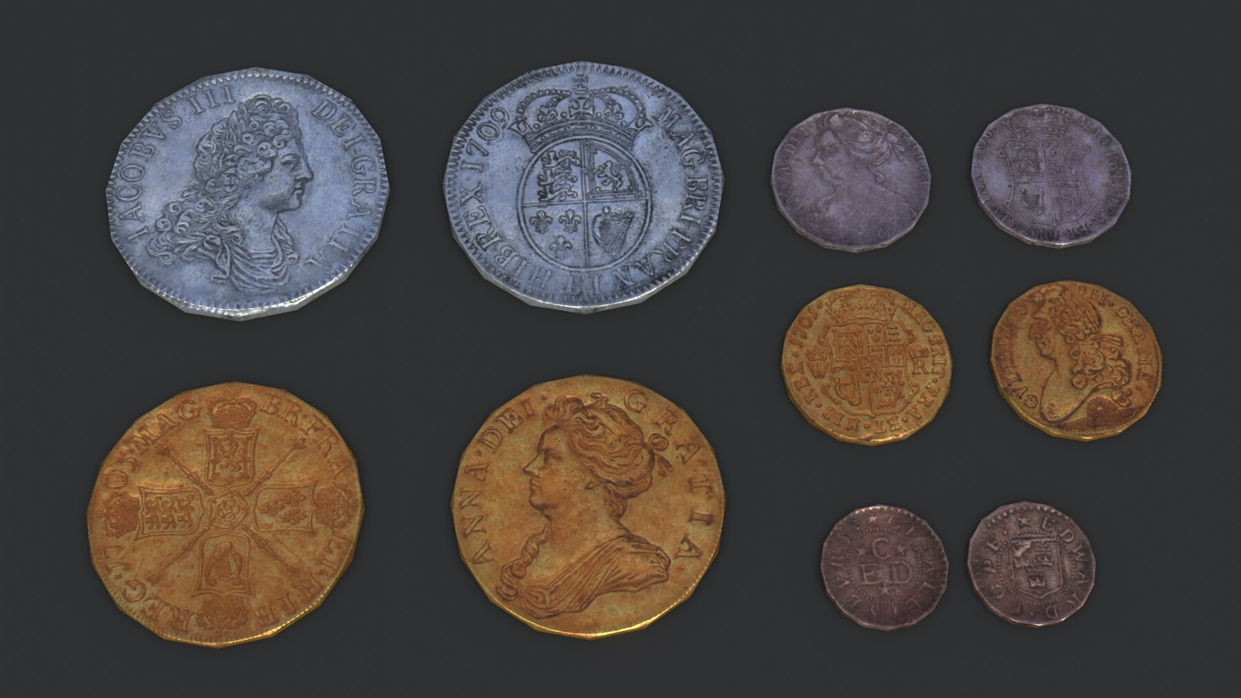 ArtStation - Old British Coins | Game Assets
