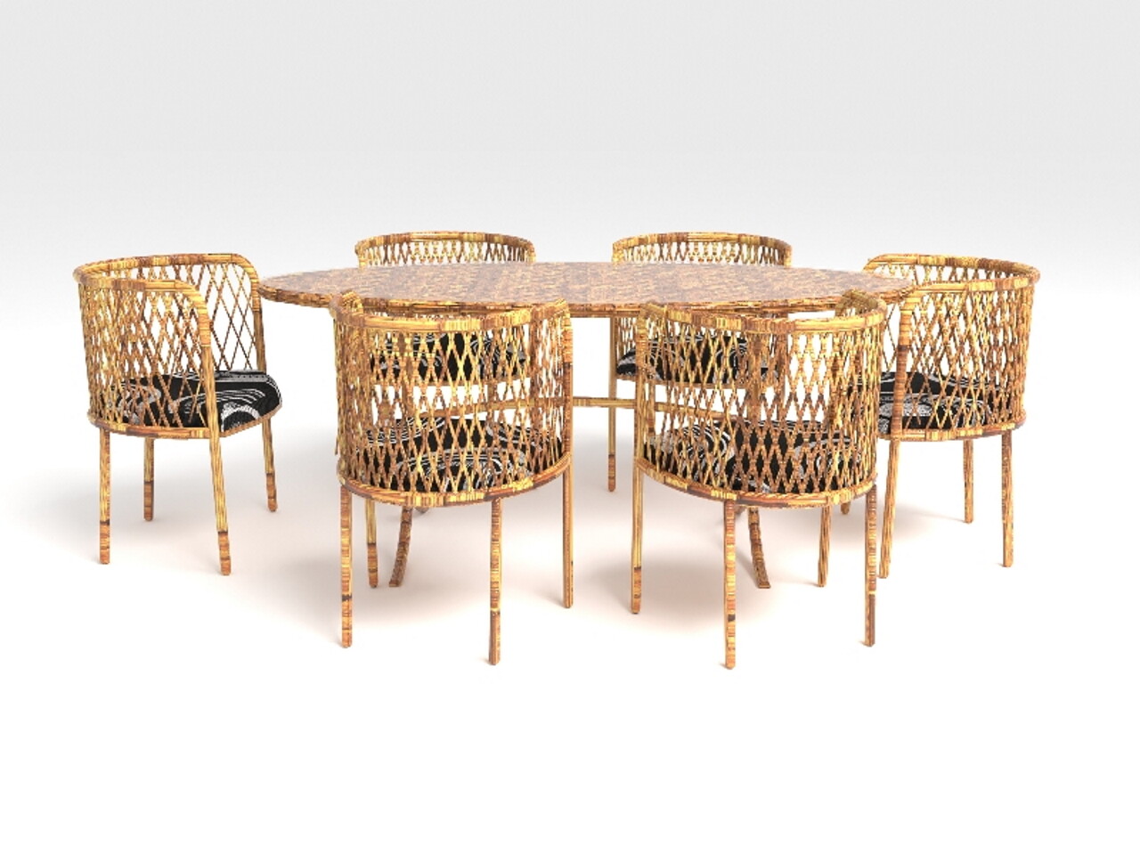 ArtStation - Bamboo Dining Table Set | Resources
