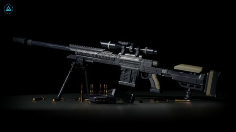 ArtStation - MKS 56X Sniper Rifle Low-poly | Game Assets