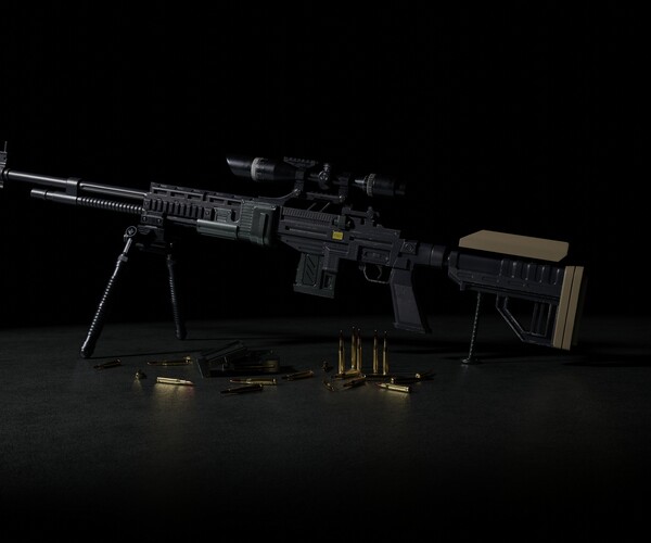 ArtStation - MKS 56X Sniper Rifle Low-poly | Game Assets