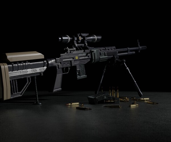 ArtStation - MKS 56X Sniper Rifle Low-poly | Game Assets