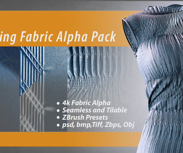 ArtStation - 50 Smocking Fabric Alpha Pack | Brushes